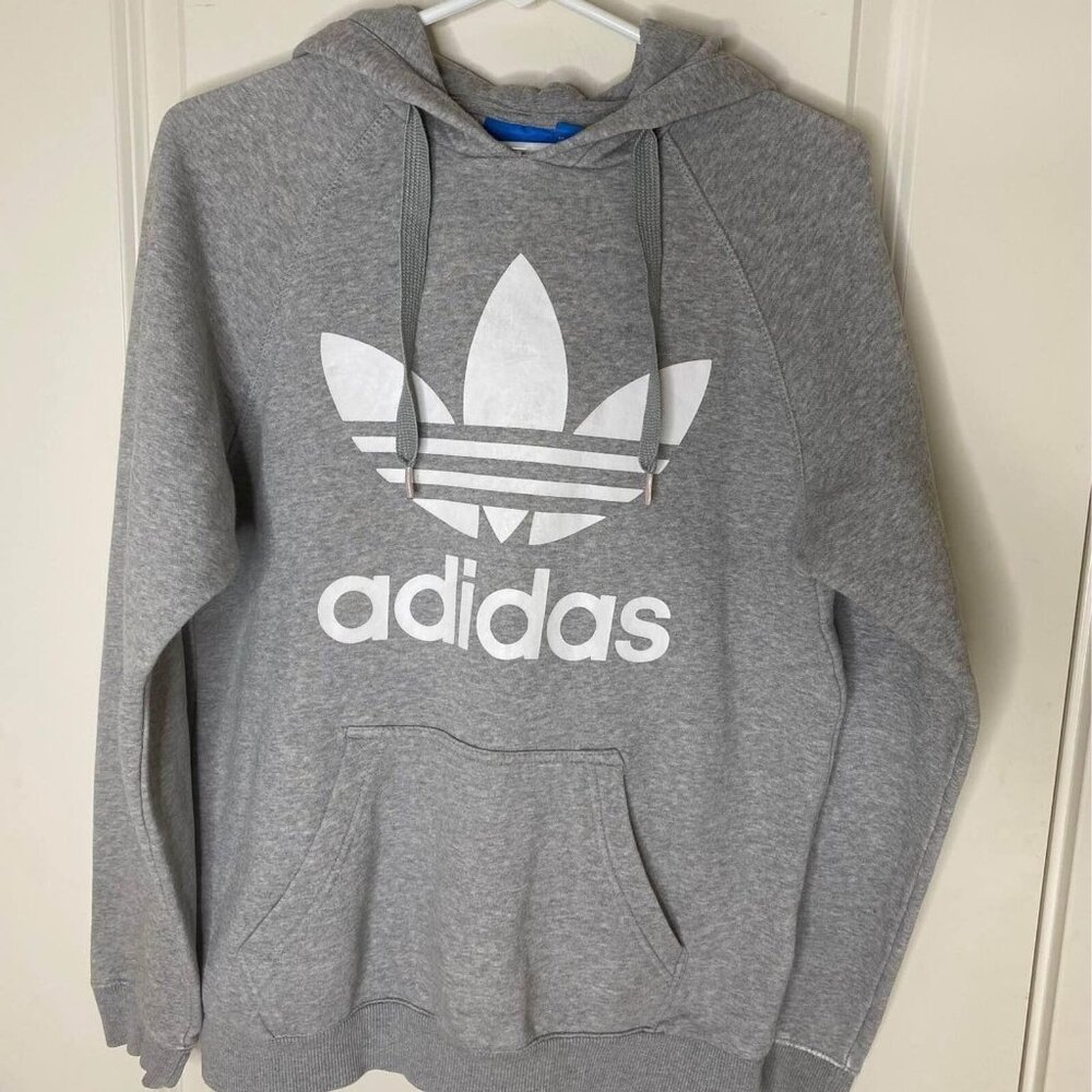 Adidas Originals S Trefoil Logo Hoodie Heather Gray P… - Gem